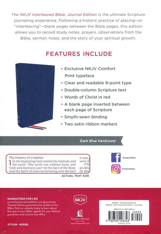NKJV Interleaved Bible, Journaling Edition, Hardcover, Blue – Faith ...