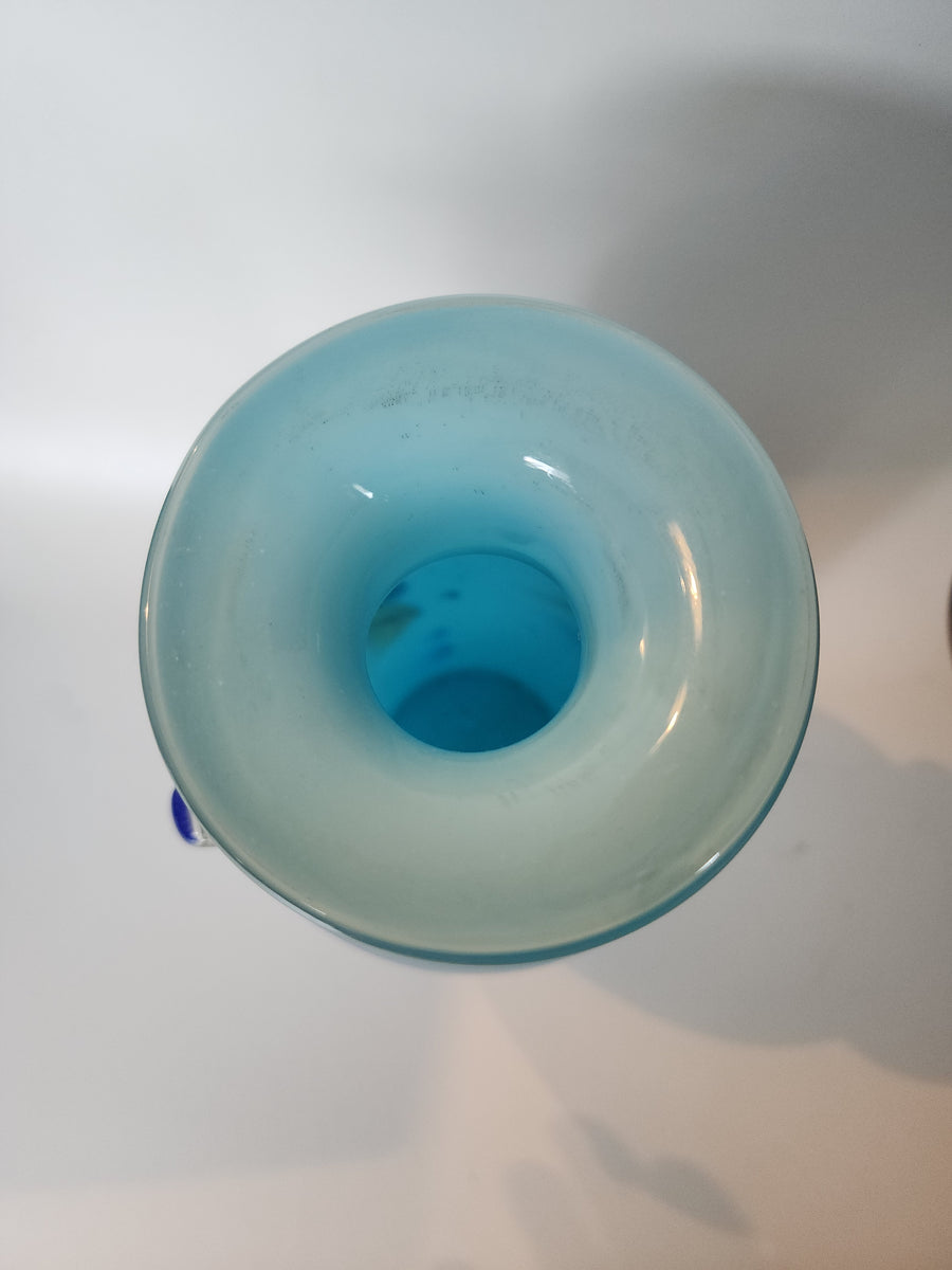 Vintage Dalian Glass Co. Blue 1960's Chinese Art Glass Snowflake Glass ...
